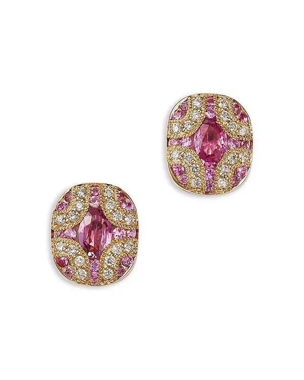 Bloomingdale'S Pink Sapphire And Diamond Stud Earrings - Gold