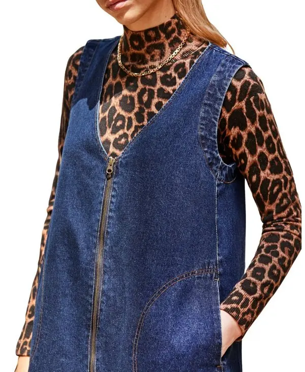 Ro & Zo Sleeveless Denim Mini Dress In Blue - 20% Off | Editorialist