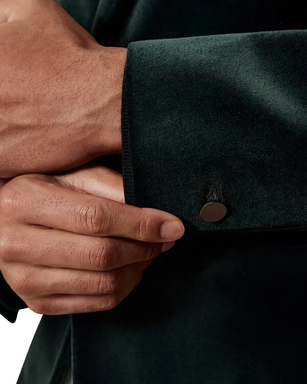 REISS Apsara Peak Lapel Velvet Blazer - Emerald Green