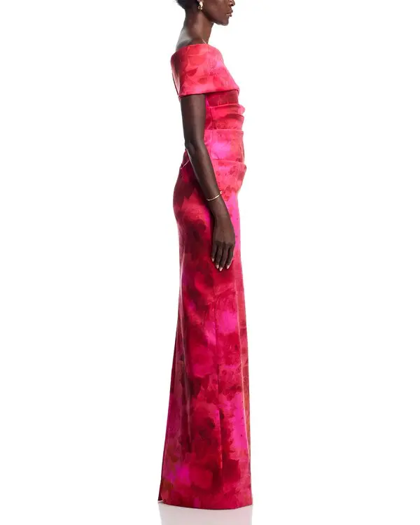 Rickie Freeman For Teri Jon Off The Shoulder Floral Gown