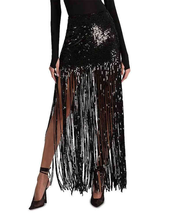 Alice + Olivia Kendra Sequinned Fringe Skirt