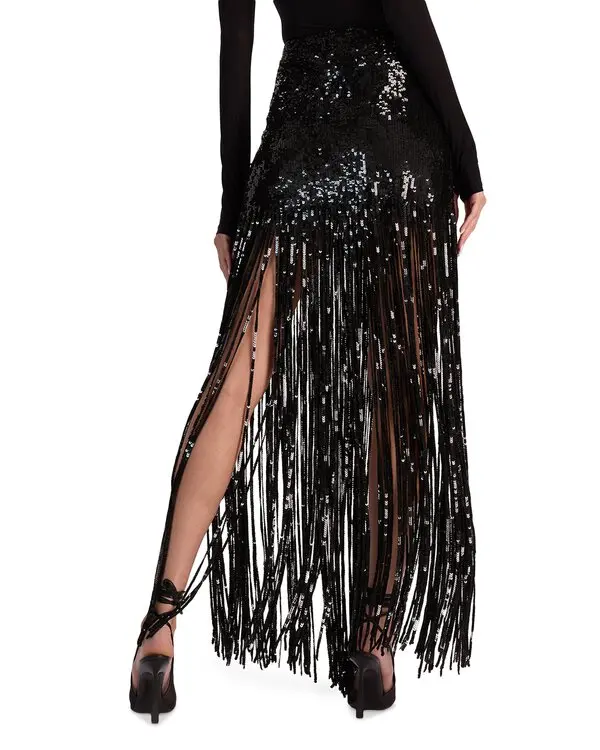 Alice + Olivia Kendra Sequinned Fringe Skirt