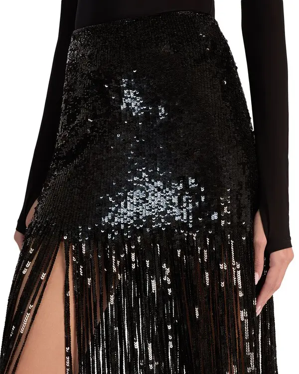 Alice + Olivia Kendra Sequinned Fringe Skirt