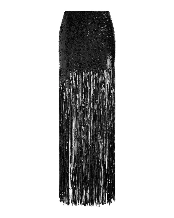 Alice + Olivia Kendra Sequinned Fringe Skirt