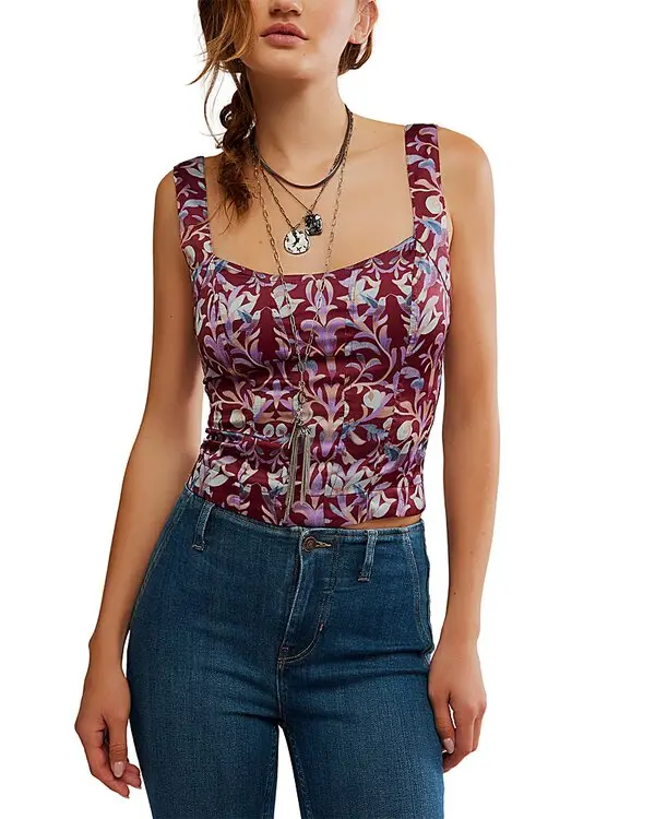 Free People Grace Corset Top - Cabernet