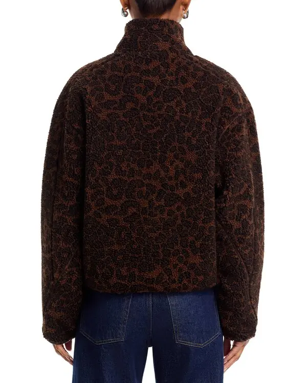 Rag & Bone Sun Sherpa Zip Up Jacket - Leopard