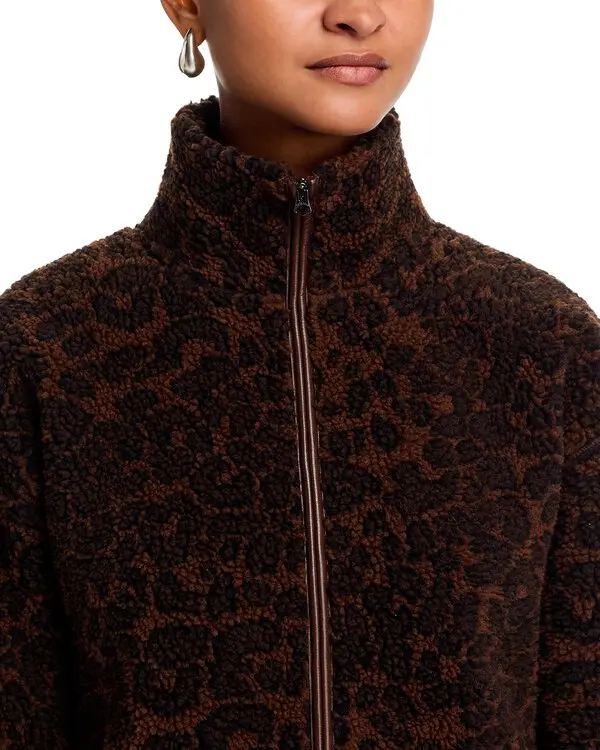 Rag & Bone Sun Sherpa Zip Up Jacket - Leopard