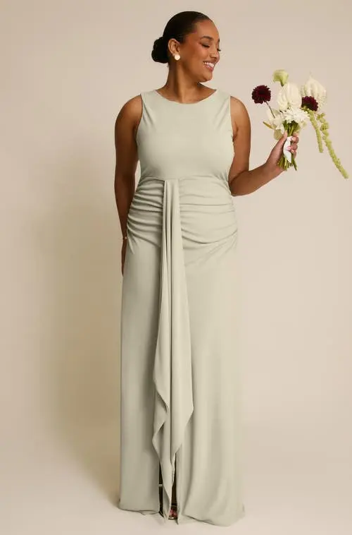 SIX STORIES Drape Gathered Sleeveless Maxi Dress - Sage