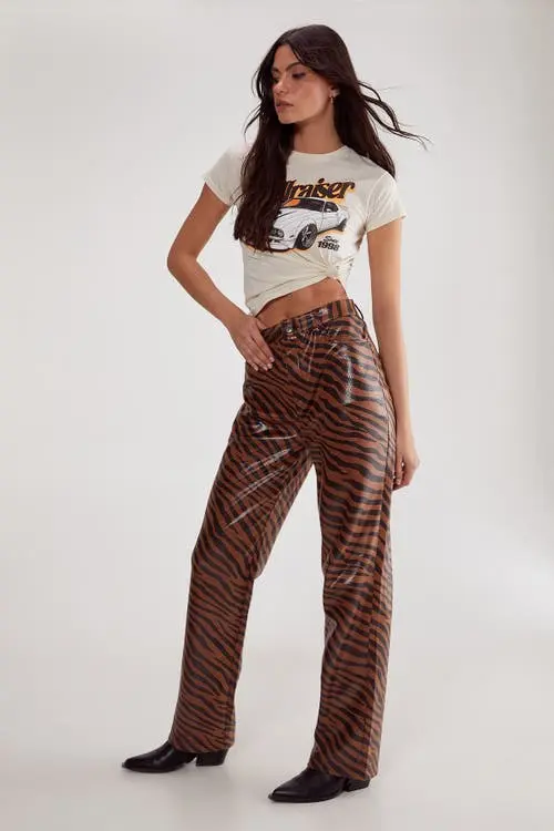 Nasty Gal Zebra Print High-waisted Straight Leg Trousers