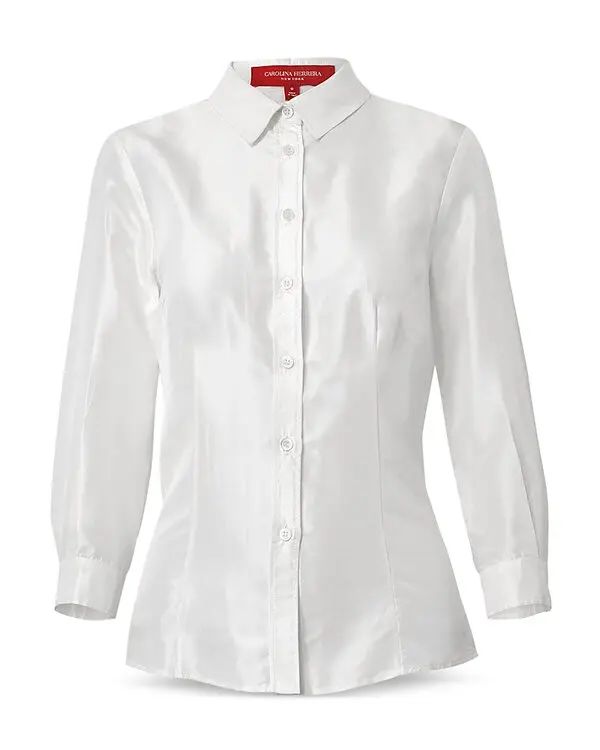 Carolina Herrera Silk Taffeta Collared Shirt