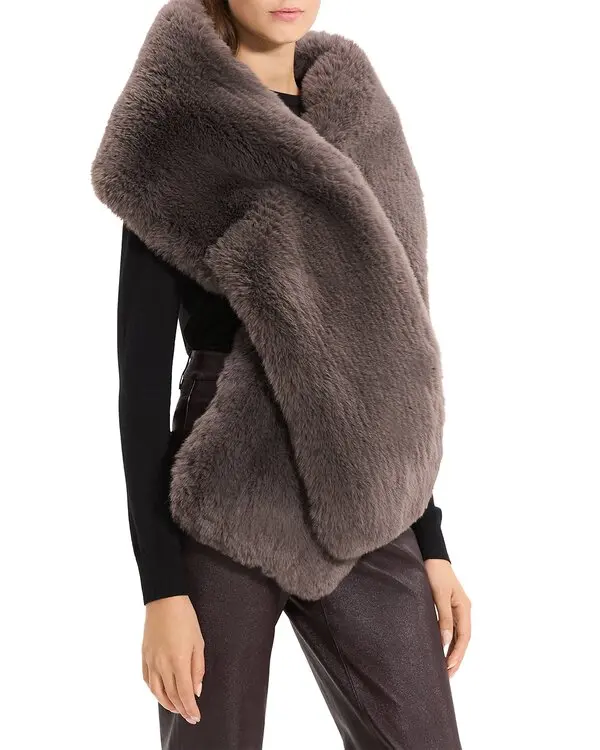 Theory Faux Fur Stole - Grey