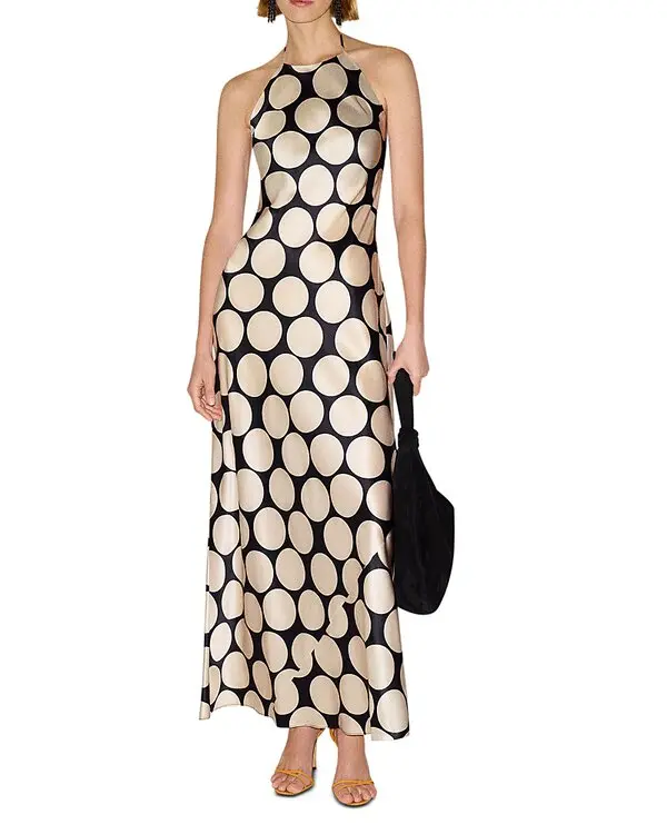 REFORMATION Halterneck Maxi Dress - Full Moon Dot