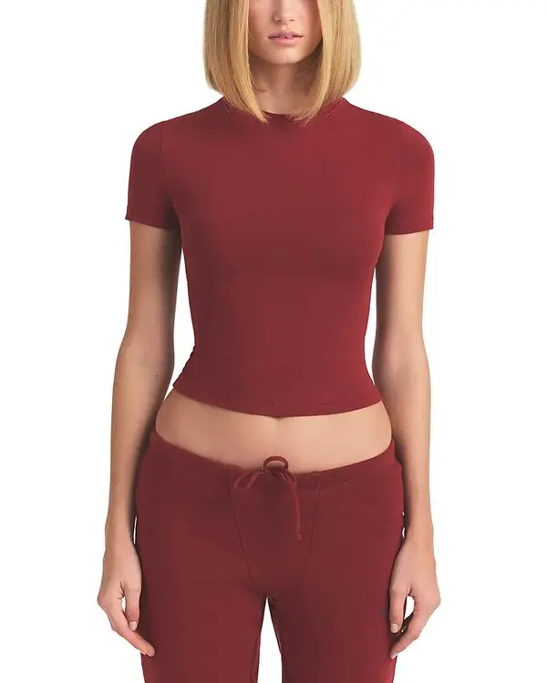 SKIMS Cotton Jersey Crewneck Tee - Merlot