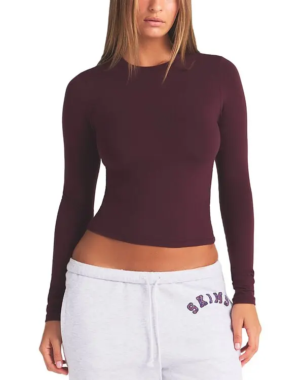 SKIMS Jersey Long Sleeve Tee - Currant