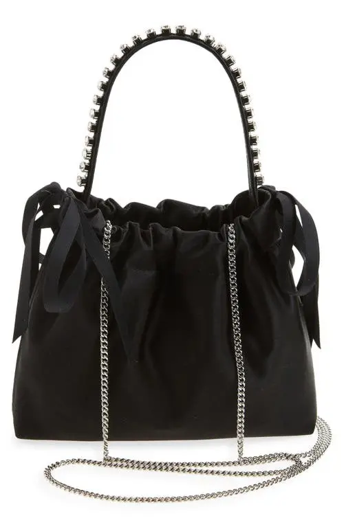 JIMMY CHOO Mini Drawstring Top Handle Bag - Black/black/silver