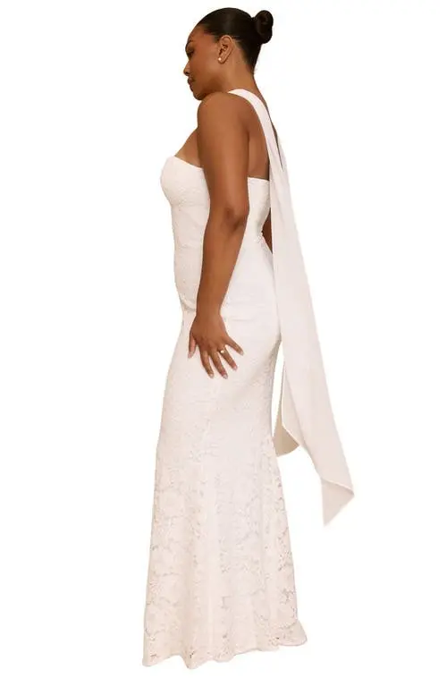 SIX STORIES Lace Bandeau Maxi Dress With Scarf Detail