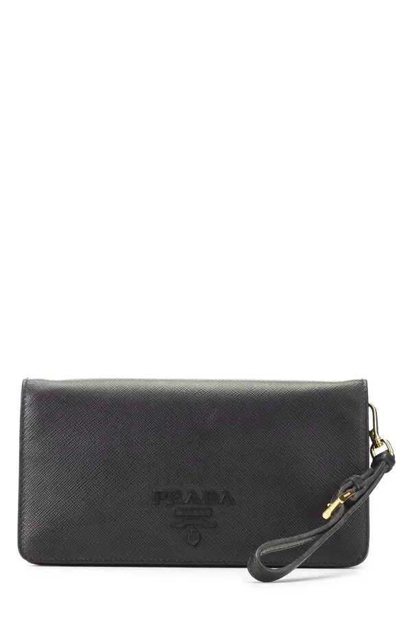 Prada Saffiano Wallet On Chain - Black