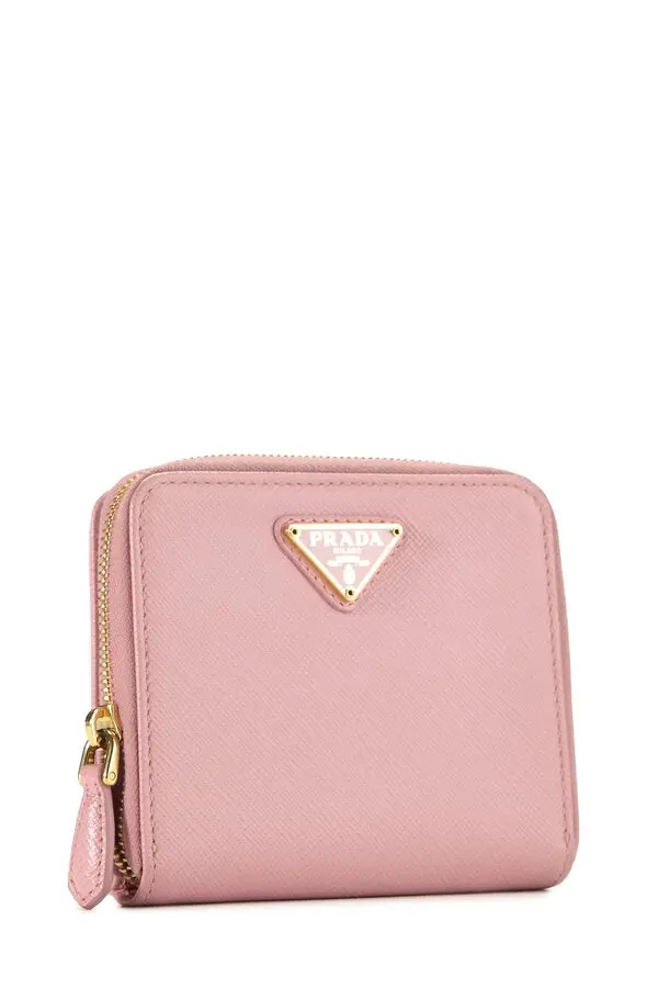 Prada Saffiano Zip Around Compact Wallet - Pink