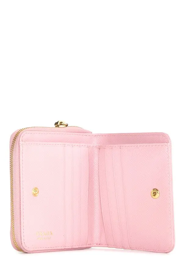 Prada Saffiano Zip Around Compact Wallet - Pink