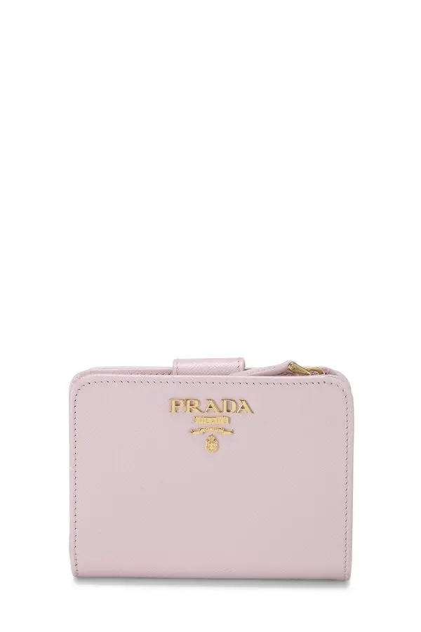 Prada Saffiano Zip Around Compact Wallet - Pink
