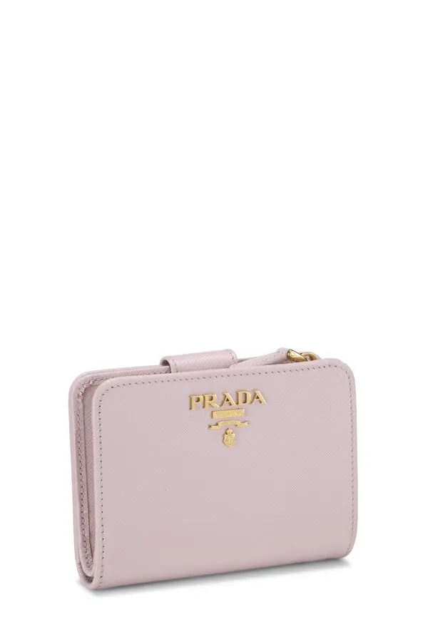 Prada Saffiano Zip Around Compact Wallet - Pink