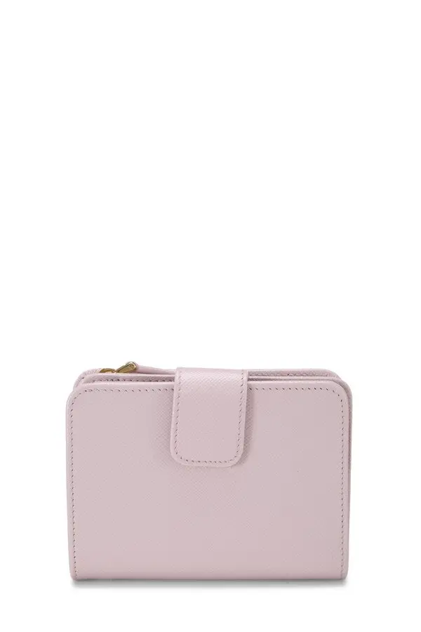 Prada Saffiano Zip Around Compact Wallet - Pink