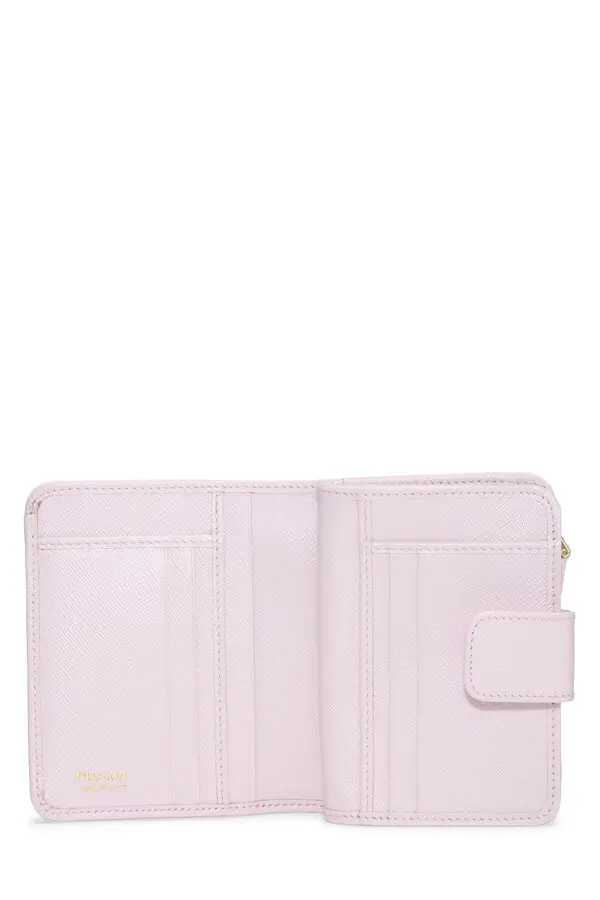 Prada Saffiano Zip Around Compact Wallet - Pink