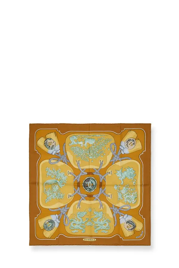Hermès Multicolor 'tsubas' Pocket Square - Yellow