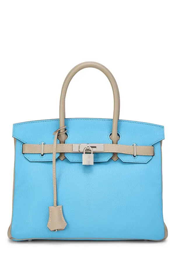 Hermès Birkin 30 Chevre Special Order Horseshoe Bag - Blue