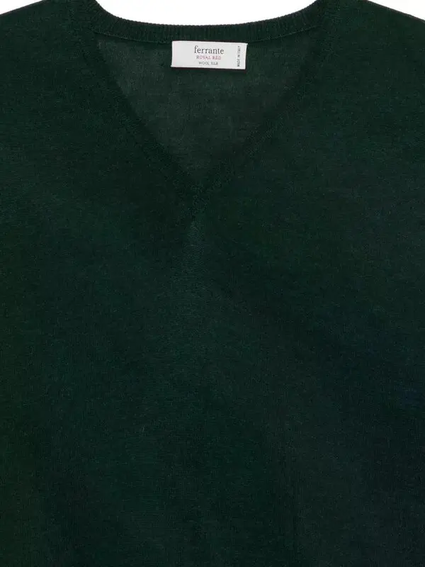 FERRANTE V-neck Long Sleeve Sweater - Green
