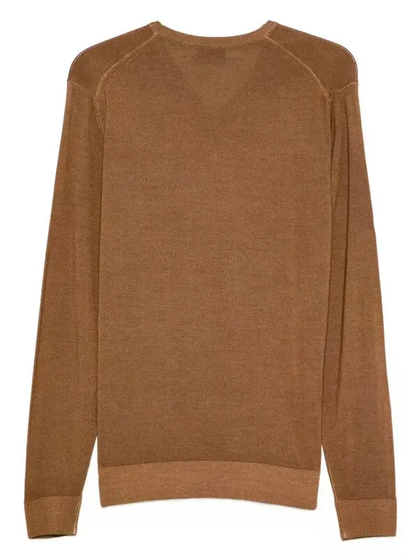 FERRANTE V-neck Long Sleeve Sweater - Brown