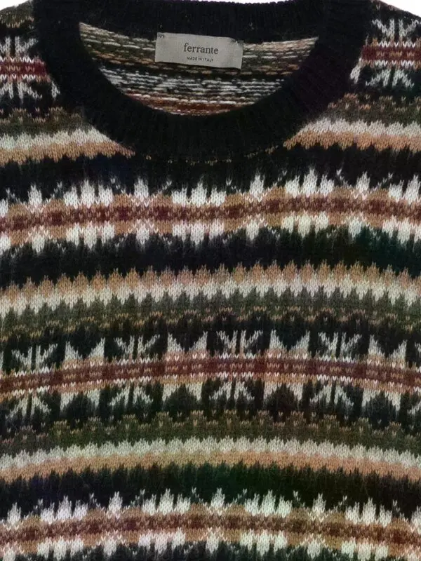 FERRANTE Patterned Round-neck Sweater - Black