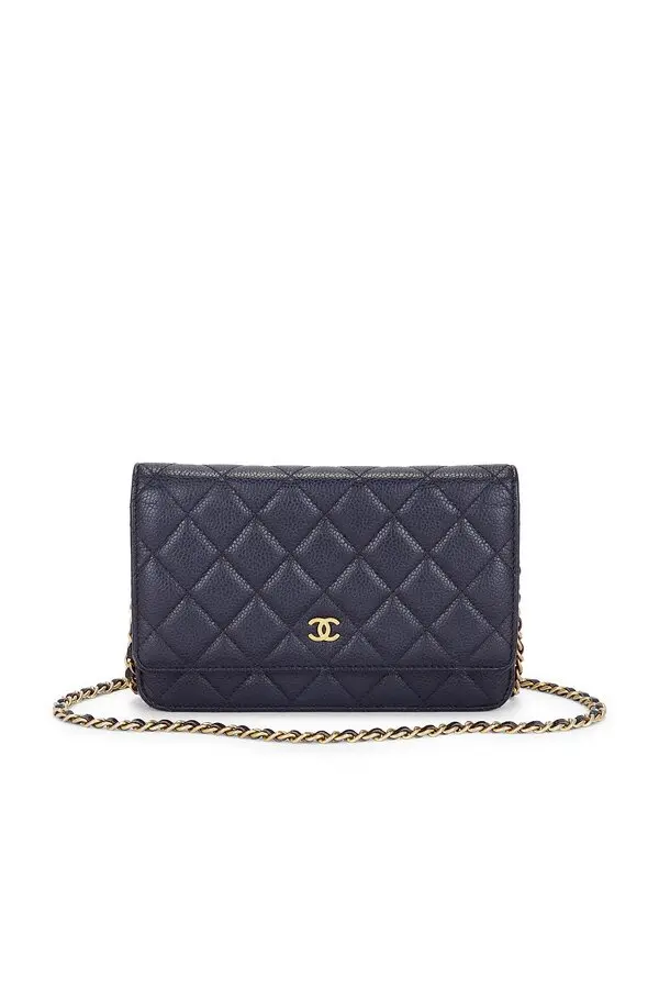 Chanel Caviar Wallet On Chain - Navy