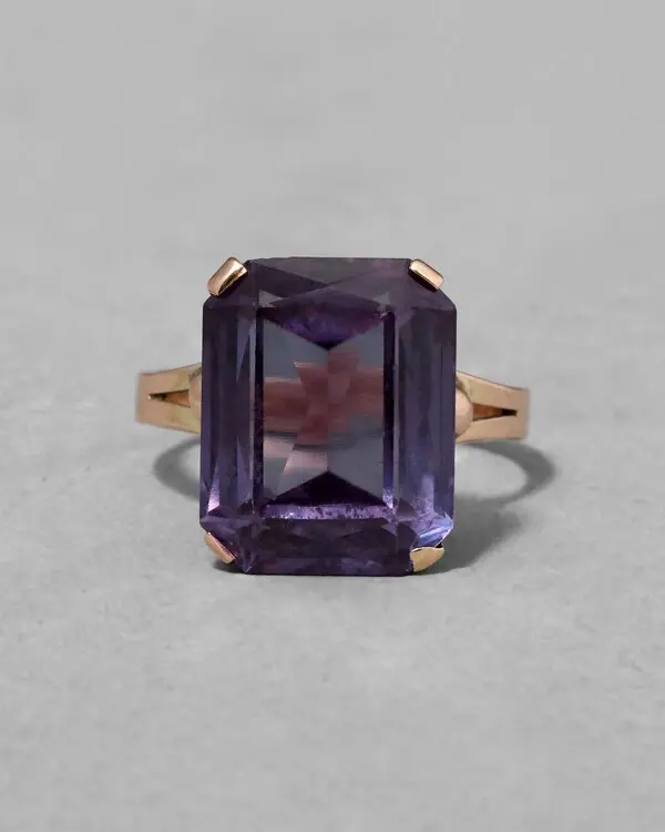 Alexis Bittar Vintage 1940s Amethyst Cocktail Ring - Gold