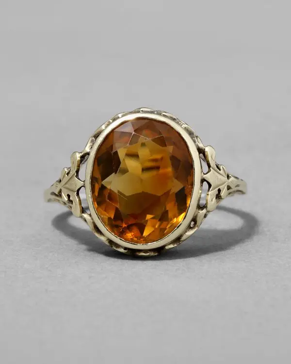Alexis Bittar Antique Victorian Citrine Ring - Gold