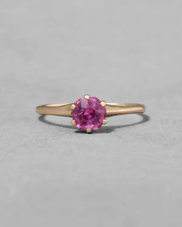 Alexis Bittar Vintage 1950s Prong Set Ruby Ring - Gold