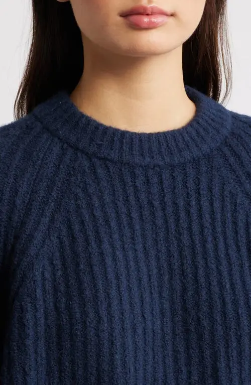 Madewell Ribbed Cotton-blend Pullover Sweater - Deep Indigo