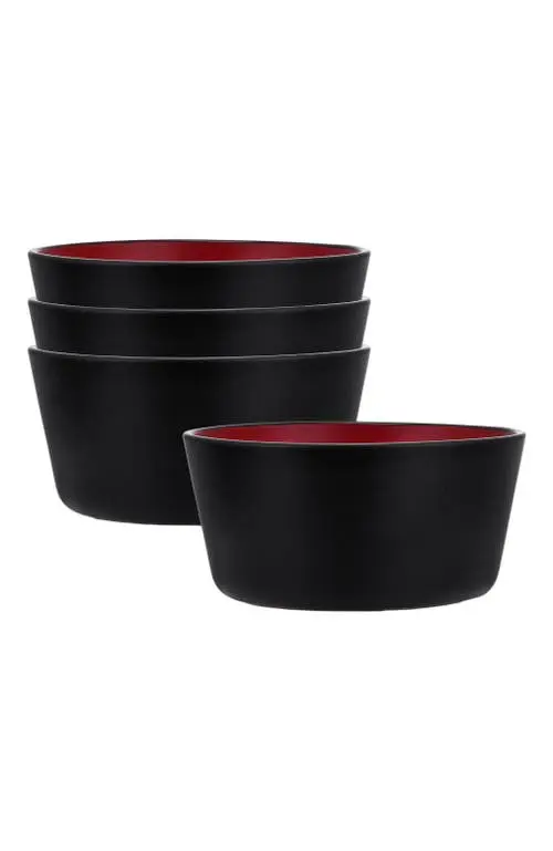 STONE + LAIN Albie Stoneware 4-piece Bowl Set - Red And Black