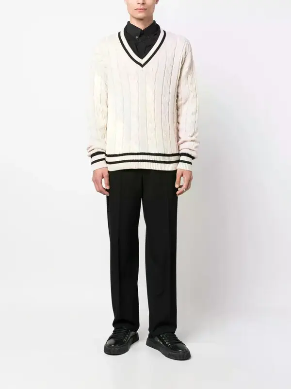 Aspesi Stripe-detail Cable-knit Jumper
