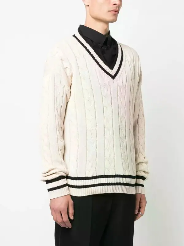 Aspesi Stripe-detail Cable-knit Jumper