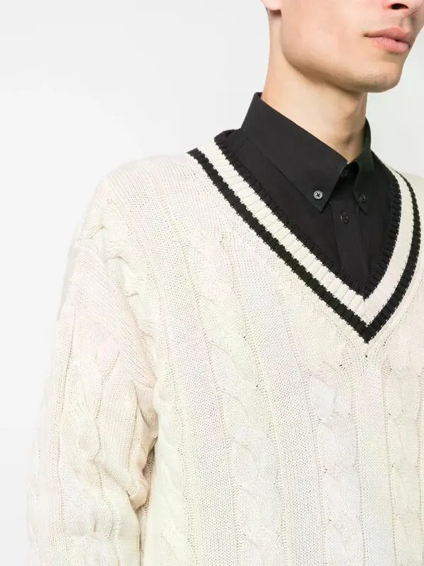 Aspesi Stripe-detail Cable-knit Jumper