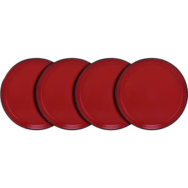 STONE + LAIN Albie Stoneware 4-piece Salad Plate Set - Red And Black