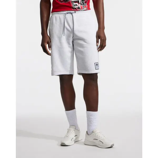 ECKO UNLTD. Fleece Short With Woven Tape Detail - White Heather