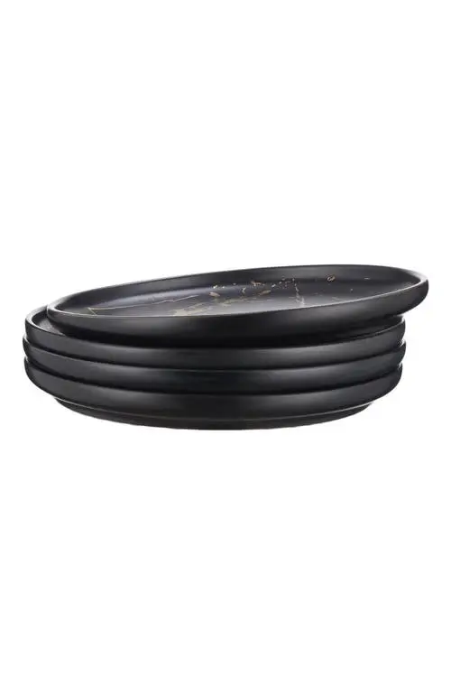 STONE + LAIN Zora Porcelain 4-piece Salad Plate Set - Black