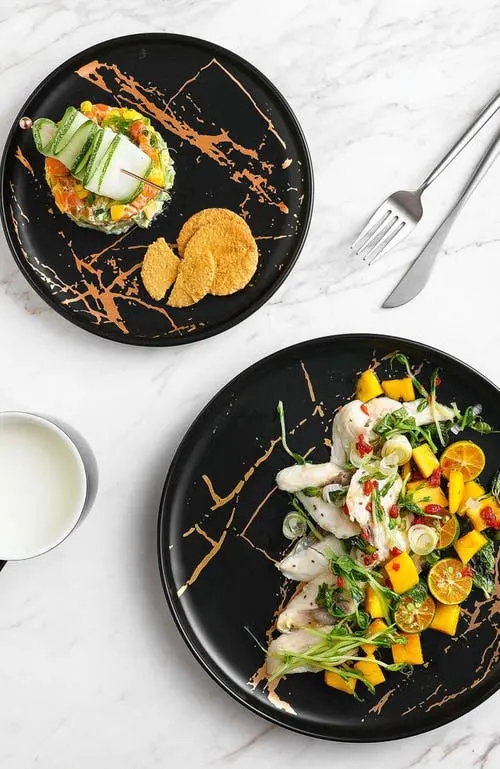 STONE + LAIN Zora Porcelain 4-piece Salad Plate Set - Black