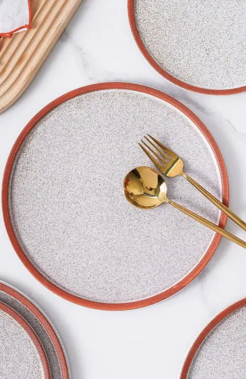 STONE + LAIN Vince Stoneware 4-piece Salad Plate Set - Red