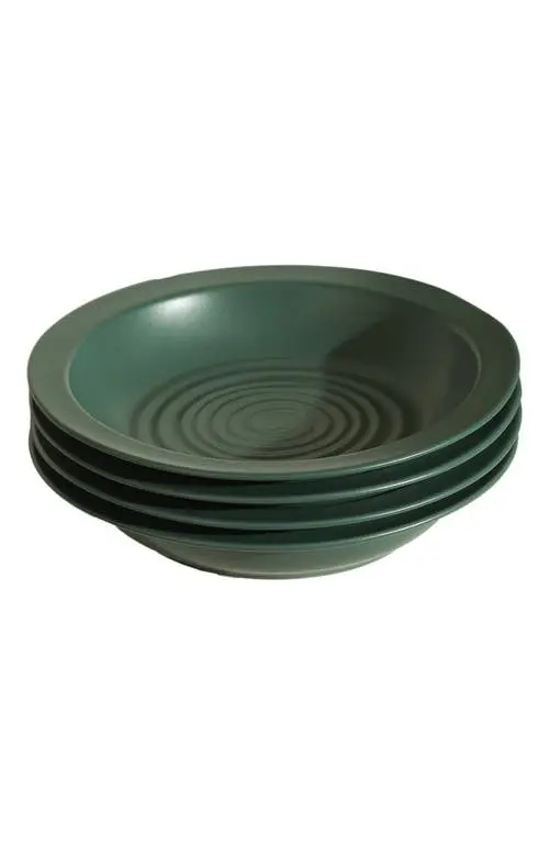 STONE + LAIN Orbit Stoneware 12-piece Dinnerware Set With Pasta Bowls - Green
