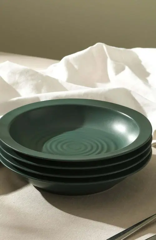 STONE + LAIN Orbit Stoneware 12-piece Dinnerware Set With Pasta Bowls - Green