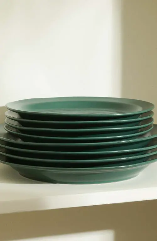 STONE + LAIN Orbit Stoneware 12-piece Dinnerware Set With Pasta Bowls - Green