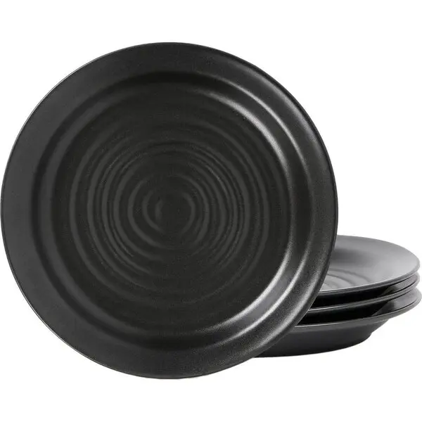 STONE + LAIN Orbit Stoneware 4-piece Salad Plate Set - Charcoal